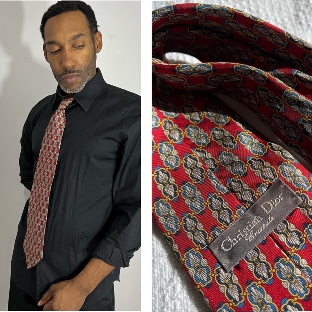 Vintage Christian Dior Red Paisley Silk Necktie All O… - Gem